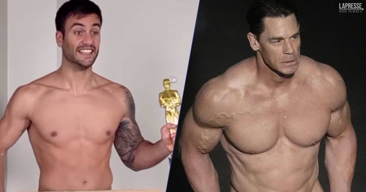 Pierpaolo Pretelli si spoglia nudo come John Cena agli Oscar, ecco la reazione dei fan