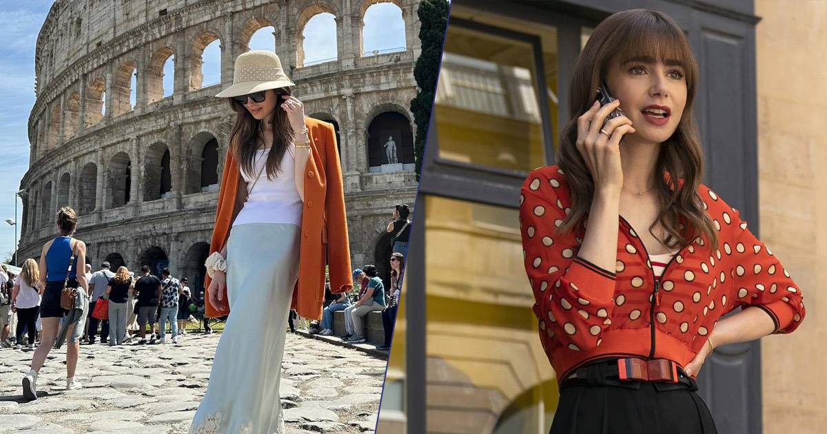 "Emily in Paris" si sposta a Roma: Lily Collins davanti al Colosseo per ...